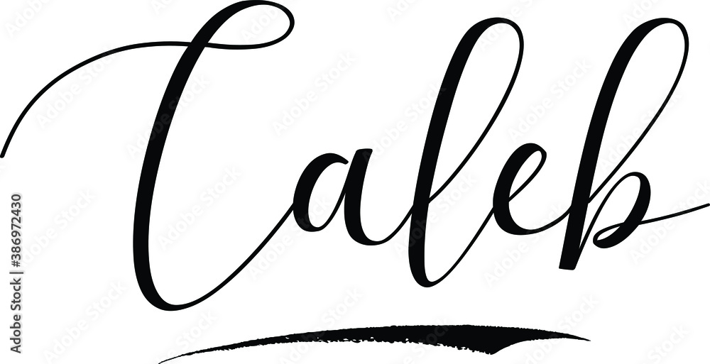 Caleb-Male Name Cursive Calligraphy on White Background Stock Vector ...