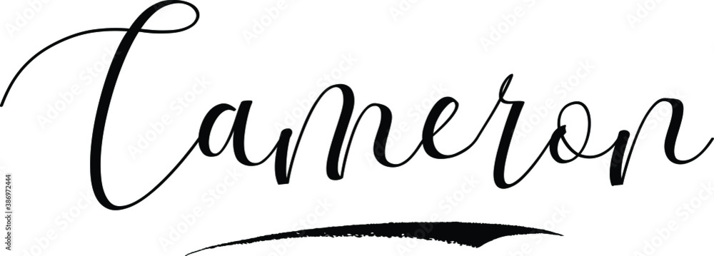 Cameron-Male Name Cursive Calligraphy on White Background Stock Vector ...