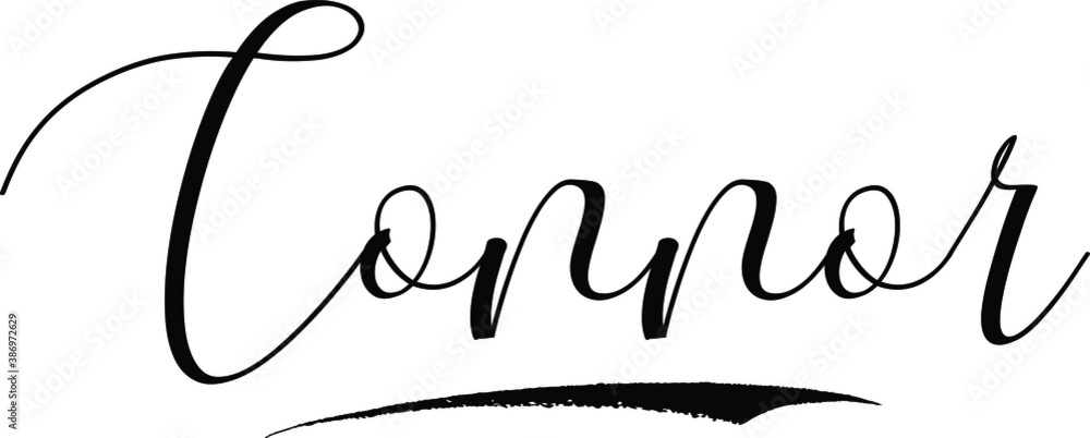 Connor-Male Name Cursive Calligraphy on White Background Stock Vector ...