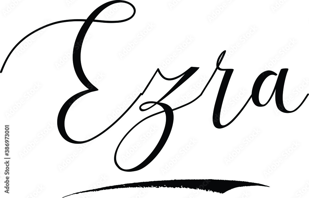 Ezra-Male Name Cursive Calligraphy on White Background Stock Vector ...