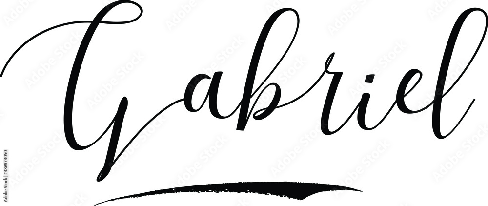 Gabriel-Male Name Cursive Calligraphy on White Background Stock Vector ...