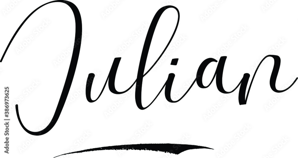 Julian-Male Name Cursive Calligraphy on White Background Stock Vector | Adobe Stock