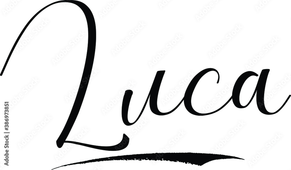 Luca-Male Name Cursive Calligraphy on White Background Stock Vector ...