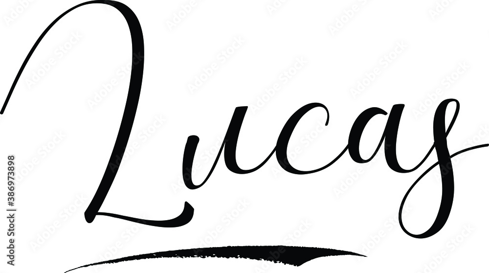 Lucas-Male Name Cursive Calligraphy on White Background Stock Vector ...
