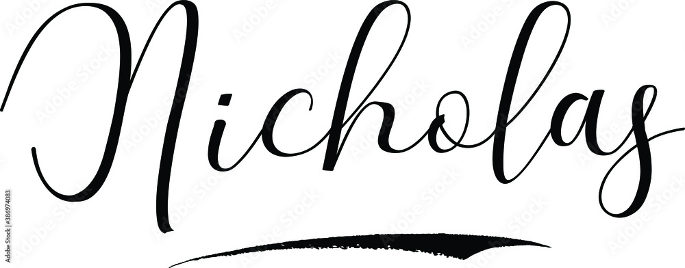 Nicholas -Male Name Cursive Calligraphy on White Background Stock ...