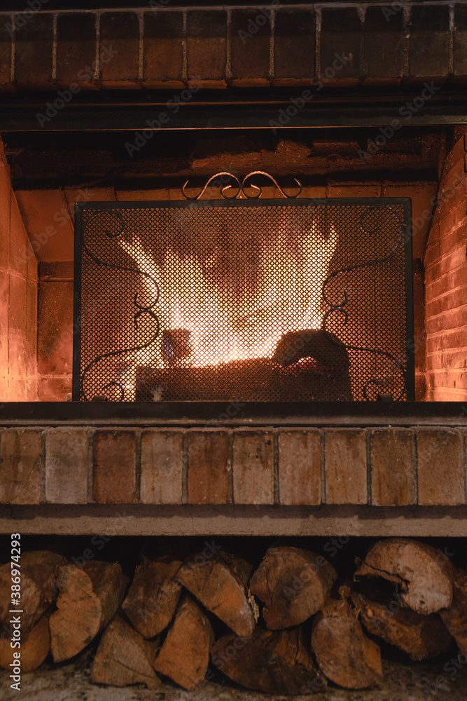 Spark barrier put in front of the fire, protection from fire in the ...