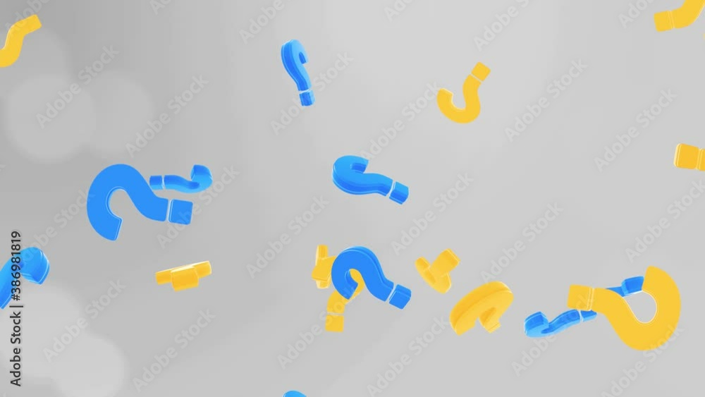 Vídeo do Stock: Abstract Falling colorful question marks and rotating ...