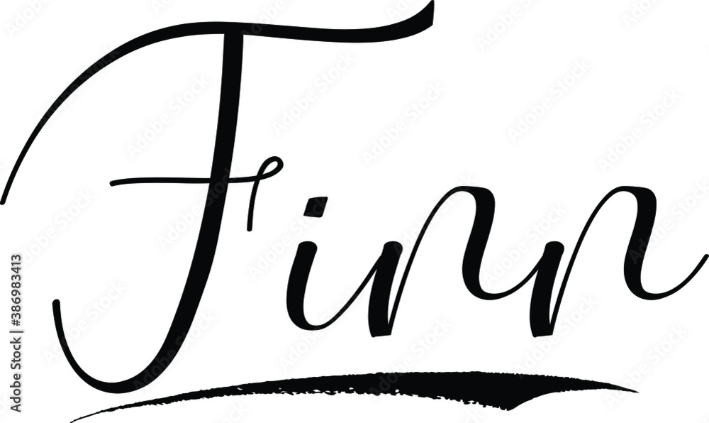 Finn -Male Name Cursive Calligraphy on White Background Stock Vector ...