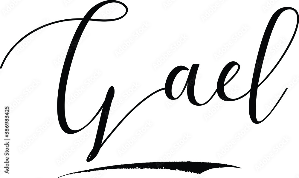 Gael -Male Name Cursive Calligraphy on White Background Stock Vector ...