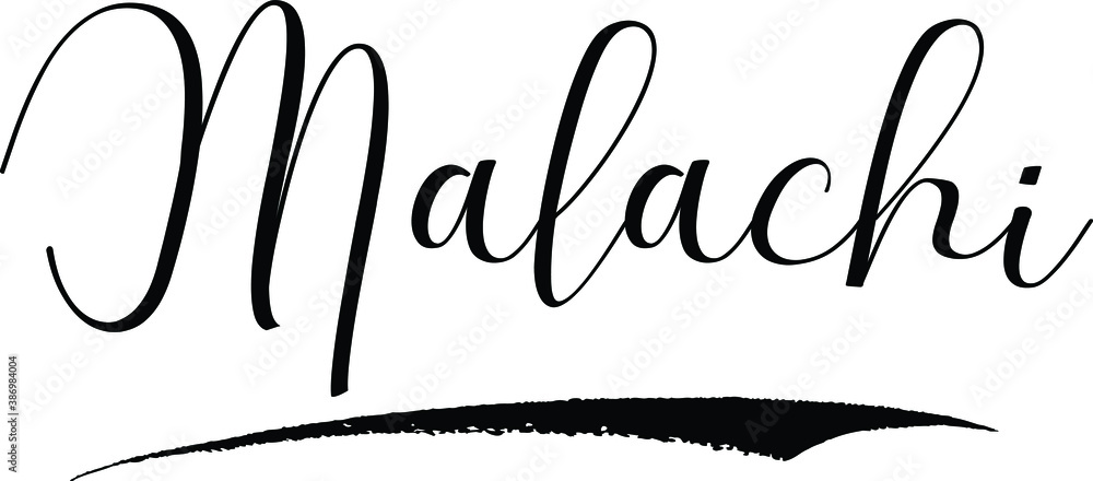 Malachi -Male Name Cursive Calligraphy on White Background Stock Vector ...