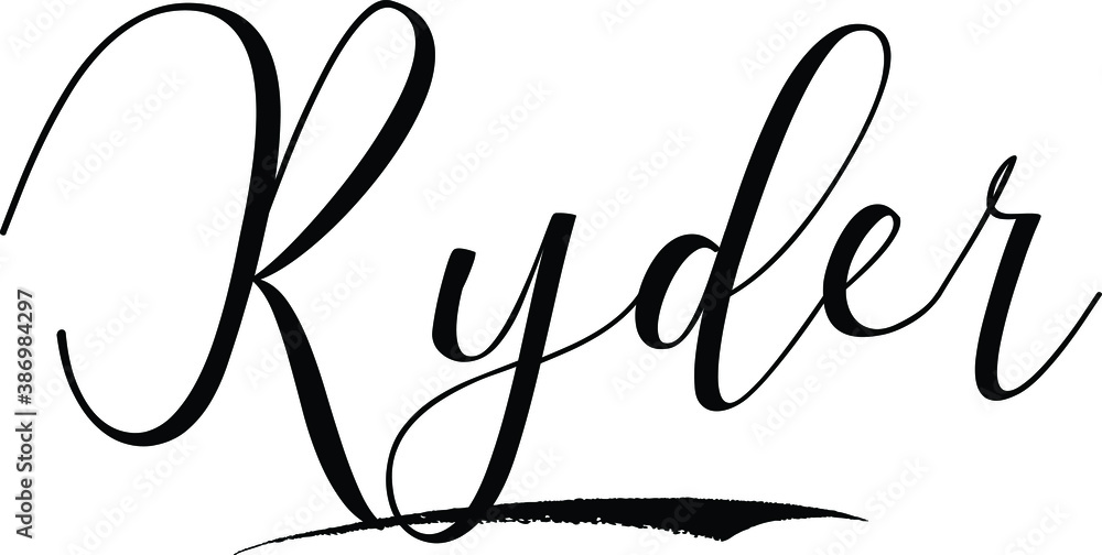 Ryder -Male Name Cursive Calligraphy on White Background Stock Vector ...