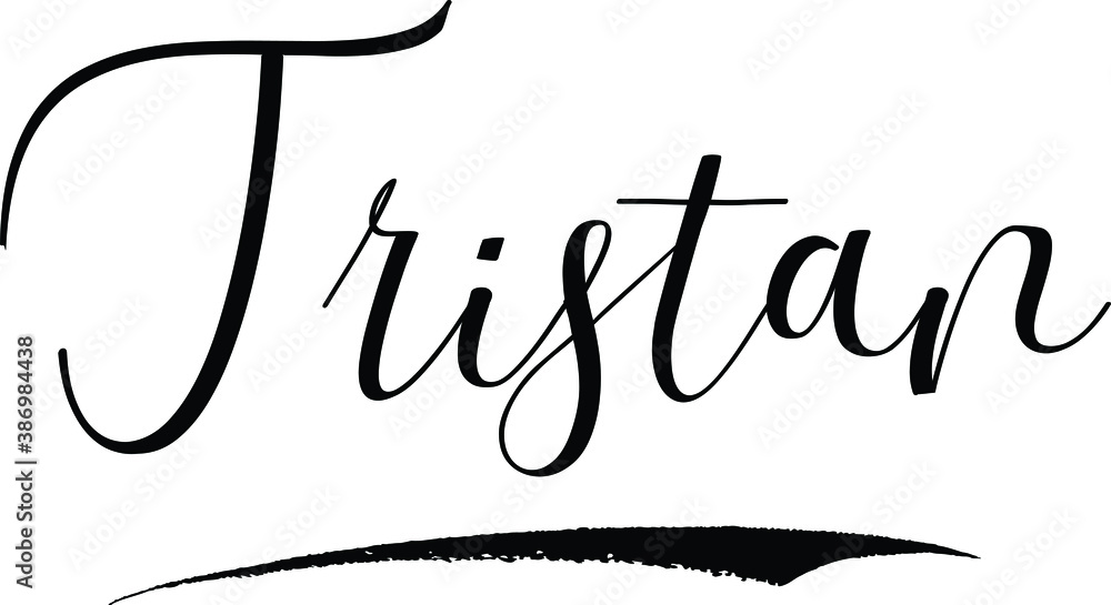 Tristan -Male Name Cursive Calligraphy on White Background Stock Vector ...