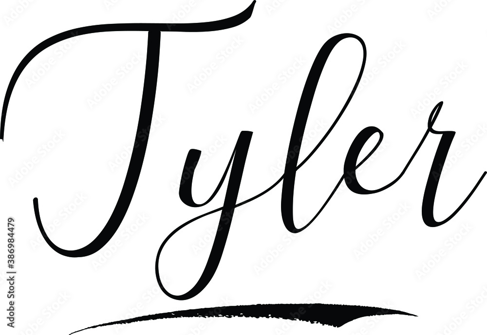 Tyler -Male Name Cursive Calligraphy on White Background Stock Vector ...