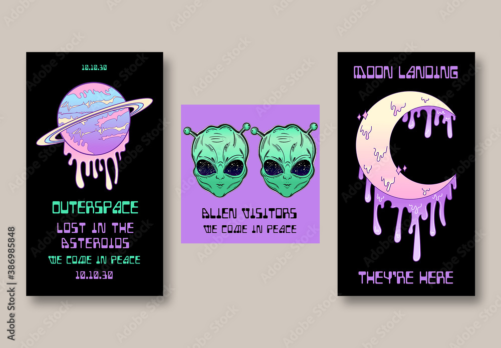 Alien Space Social Post Layouts Stock Template | Adobe Stock