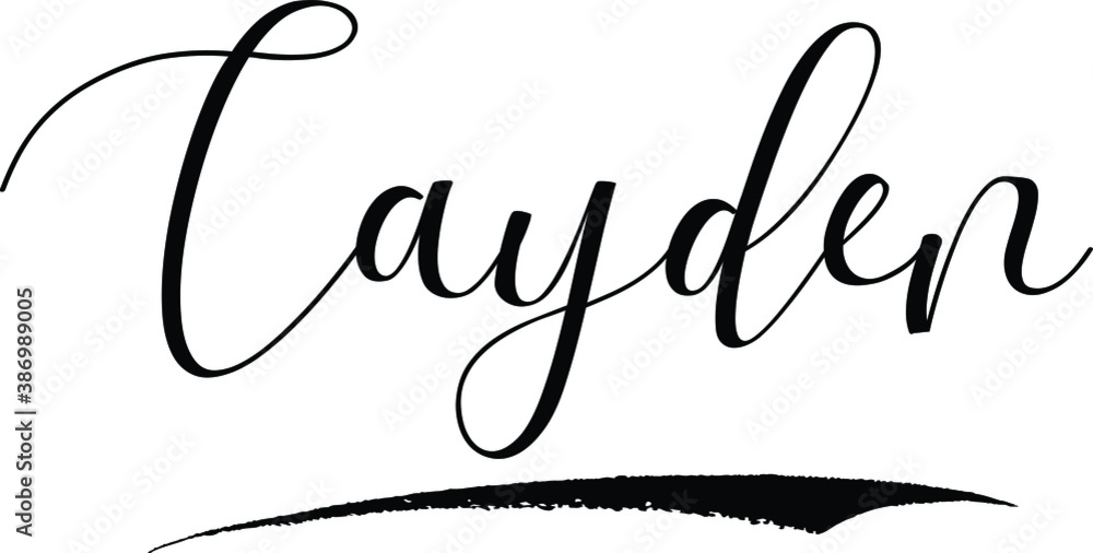 Cayden -Male Name Cursive Calligraphy on White Background Stock Vector ...