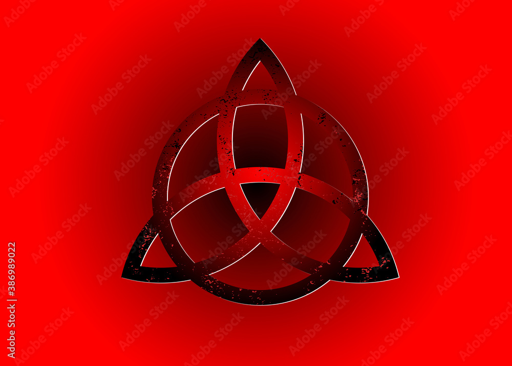 Triquetra logo, Trinity Knot sign, Wiccan symbol for protection. 3D ...