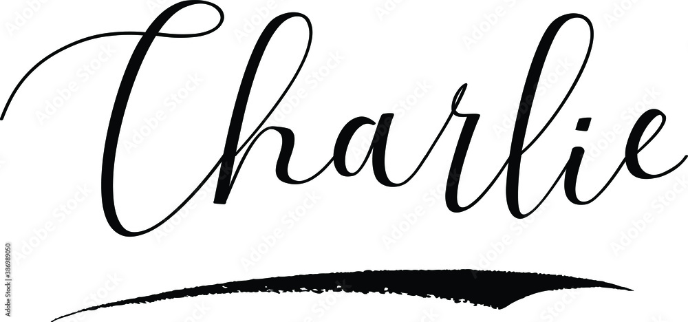 Poster Charlie -Male Name Cursive Calligraphy on White Background ...