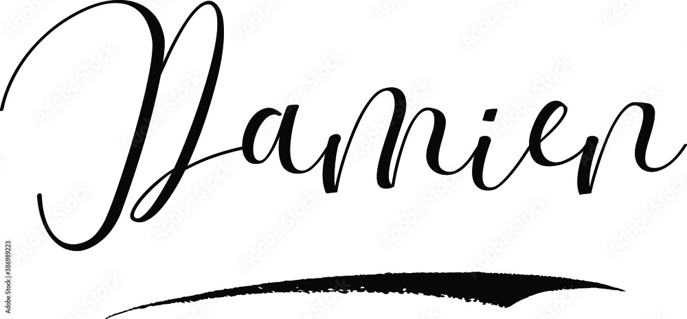 Damien -Male Name Cursive Calligraphy on White Background Stock Vector ...