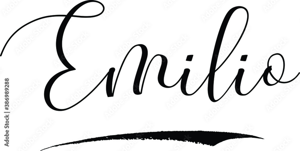 Emilio -Male Name Cursive Calligraphy on White Background Stock Vector ...