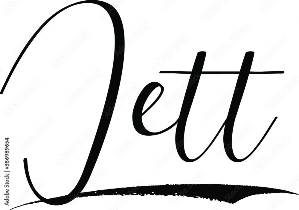 Jett -Male Name Cursive Calligraphy on White Background Stock Vector ...