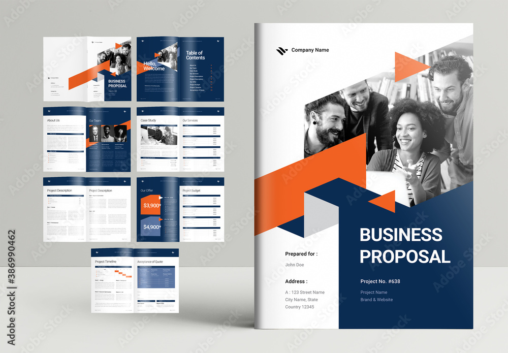 Business Proposal Layout with Triangle Elements Stock Template | Adobe ...