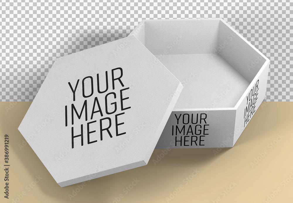 Hexagonal Box Mockup Stock Template | Adobe Stock