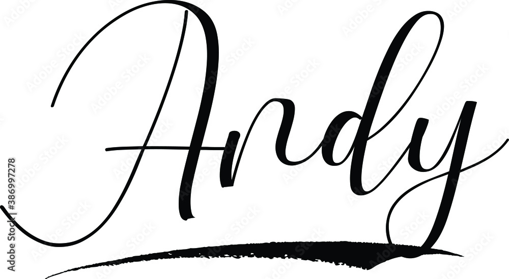 Andy -Male Name Cursive Calligraphy on White Background Stock Vector ...