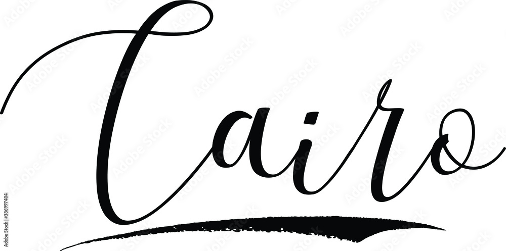 Cairo -Male Name Cursive Calligraphy on White Background Stock Vector ...