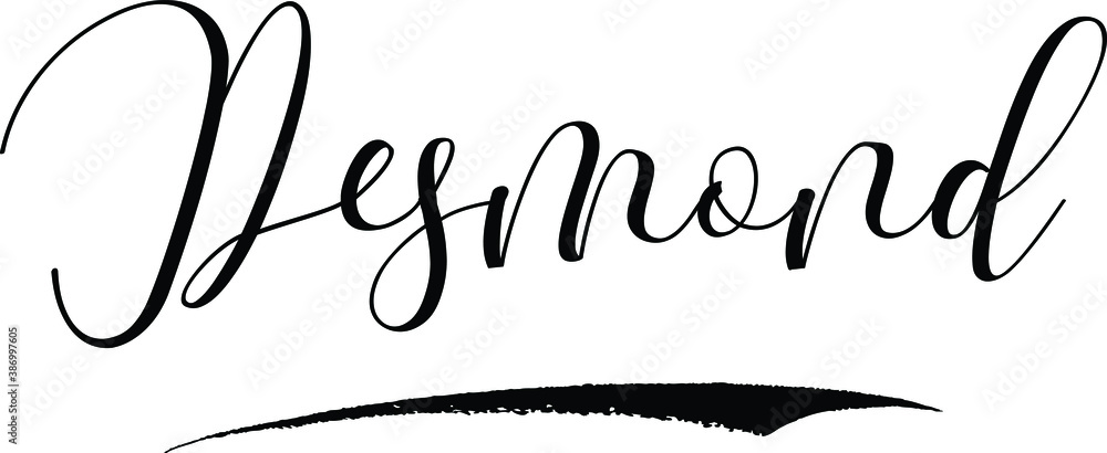 Desmond -Male Name Cursive Calligraphy on White Background Stock Vector ...