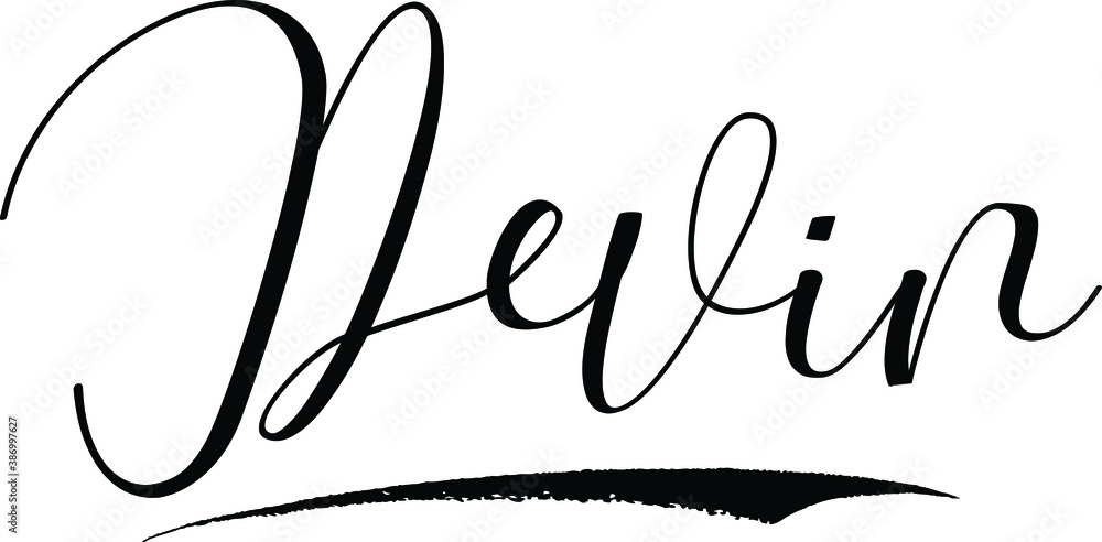 Devin -Male Name Cursive Calligraphy on White Background Stock Vector ...
