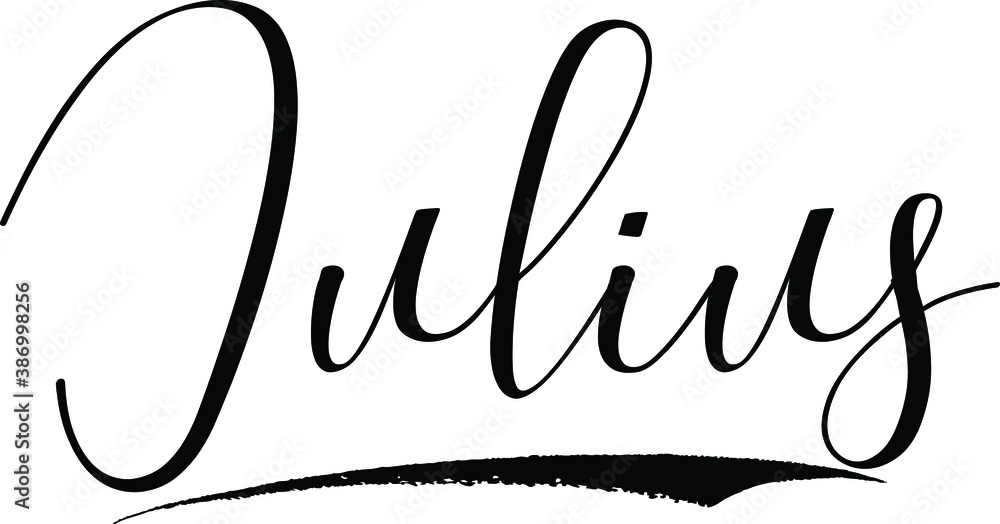 Julius -Male Name Cursive Calligraphy on White Background Stock Vector ...
