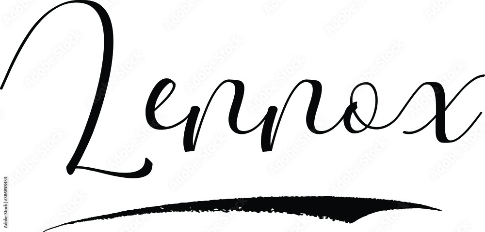 Lennox -Male Name Cursive Calligraphy on White Background Stock Vector ...