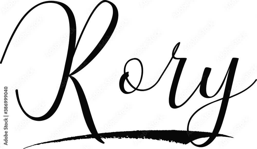 Rory -Male Name Cursive Calligraphy on White Background Stock Vector ...