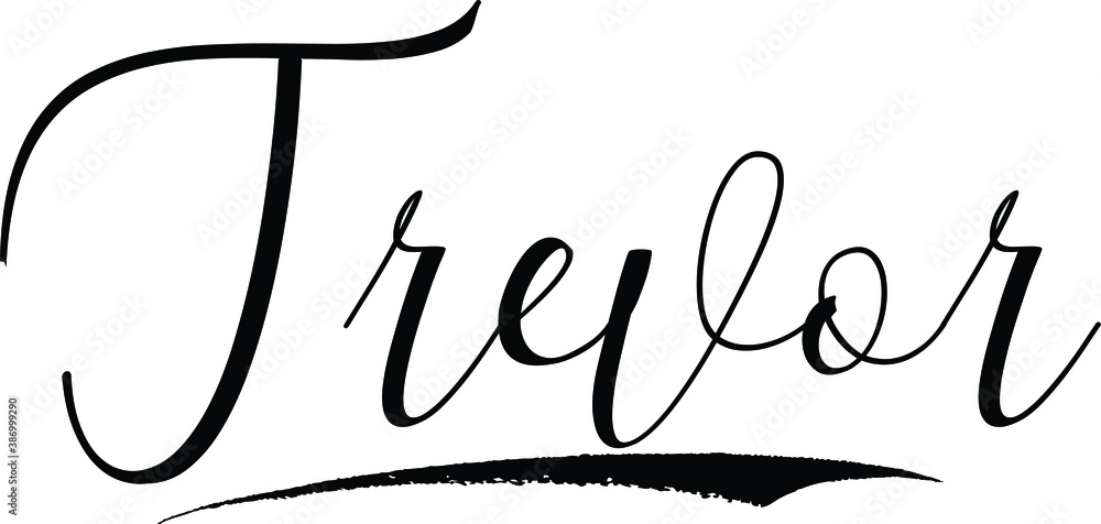 Trevor -Male Name Cursive Calligraphy on White Background Stock Vector ...