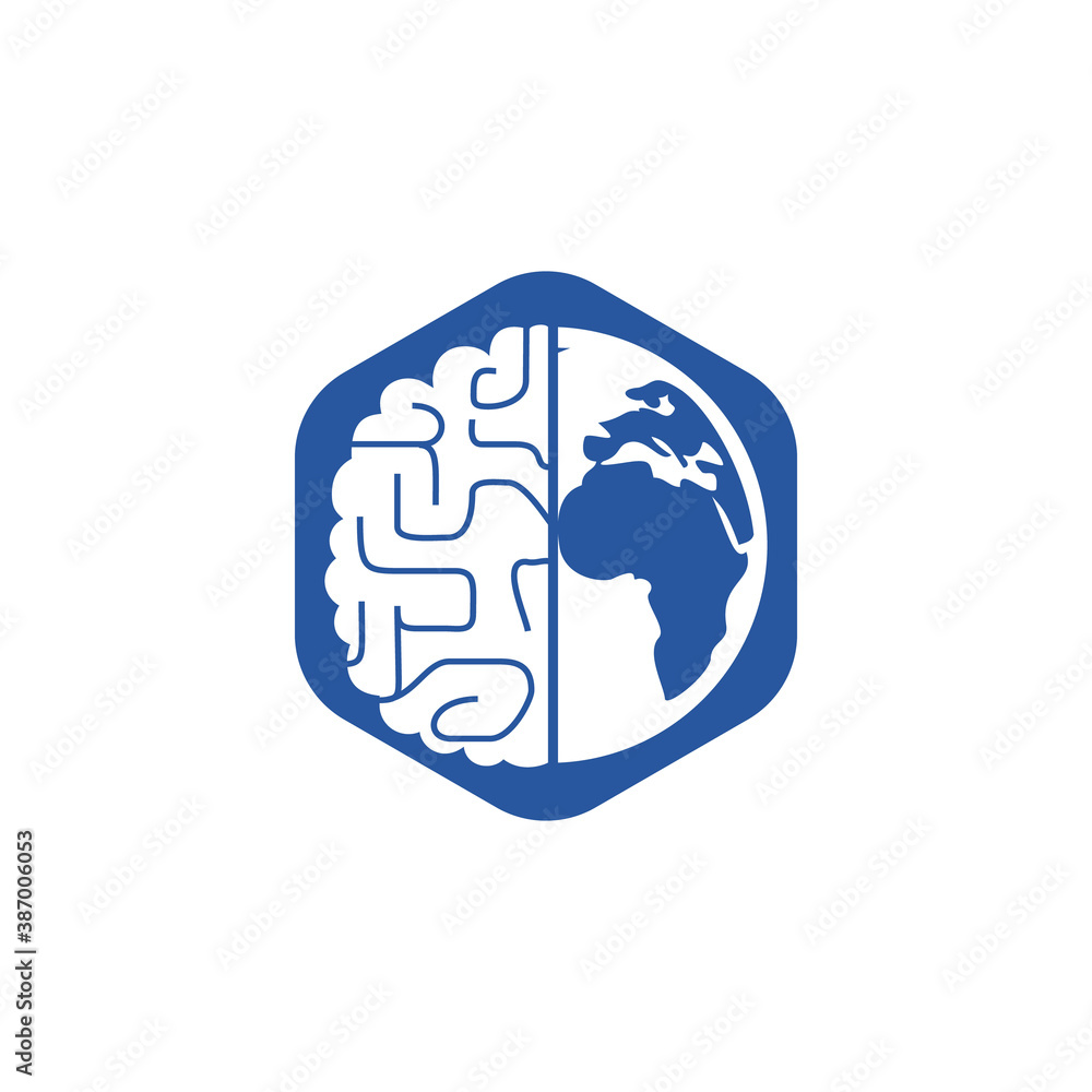 World brain vector logo template. Smart world logo symbol design. Stock ...