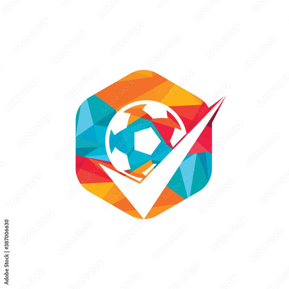 Vetor de Check soccer vector logo design. Soccer ball and tick icon ...