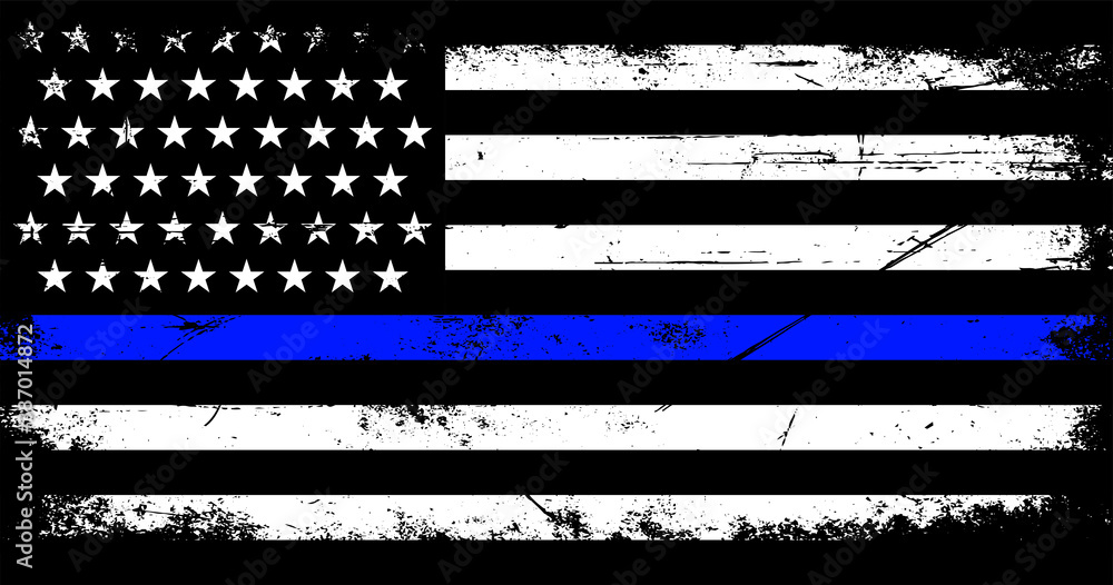 Vintage american police support flag Stock Vector | Adobe Stock