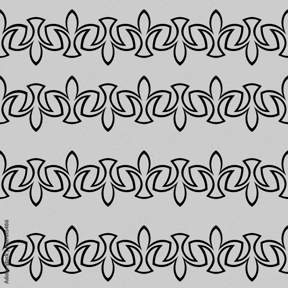 Arabesque islamic grey seamless pattern with decorative outline borders ...