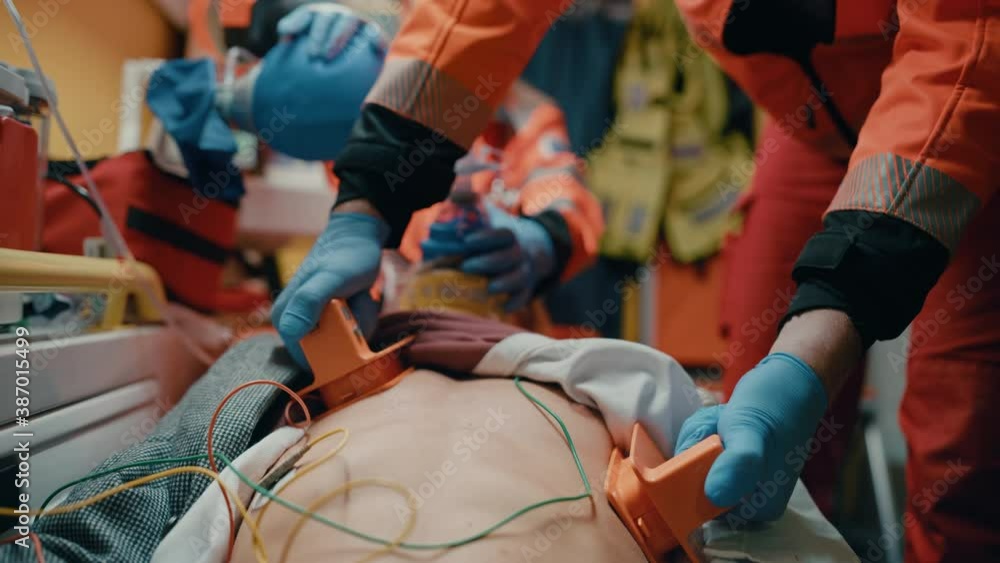 EMS Paramedics Team Provide Medical Help to Injured Patient on the Way ...