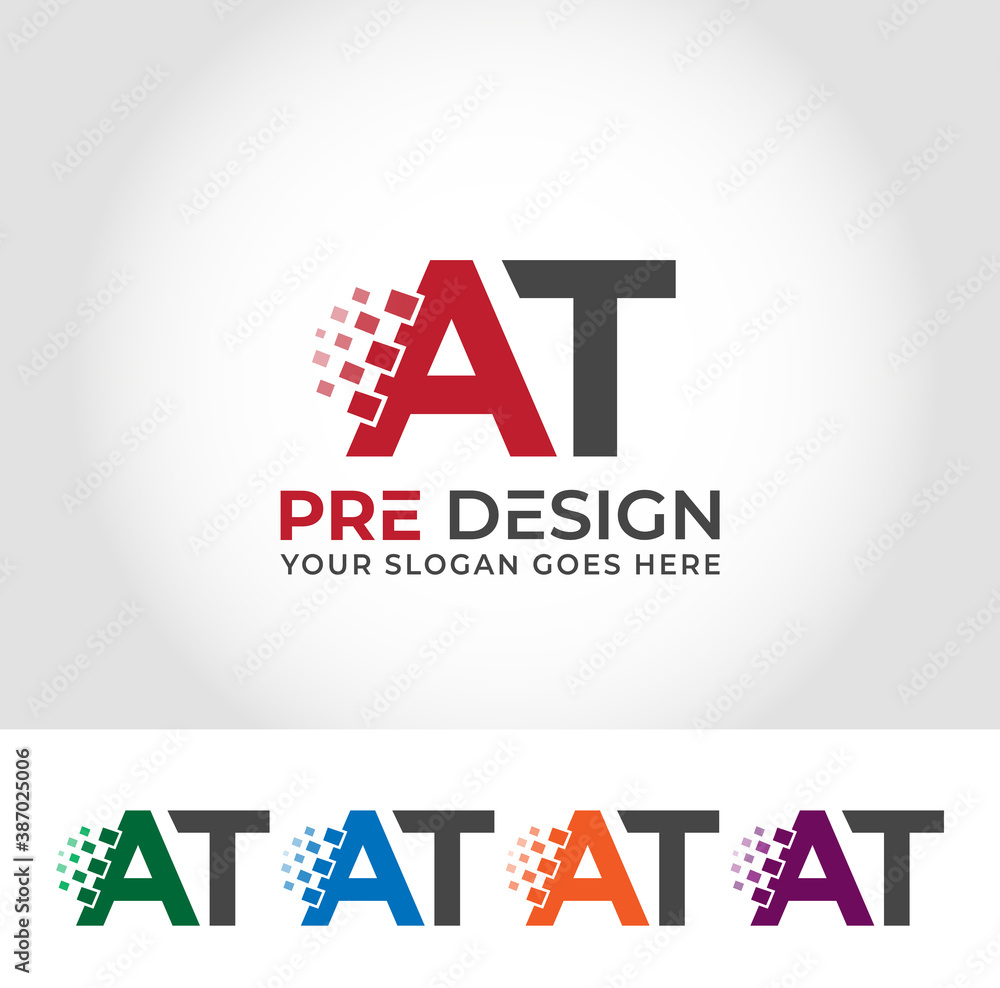 AT Alphabet Creative Logo Design Concept Stock Vector | Adobe Stock