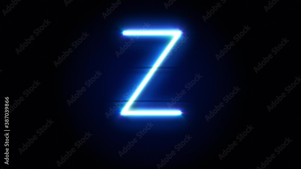 Neon font letter Z uppercase appear in center and disappear after some ...