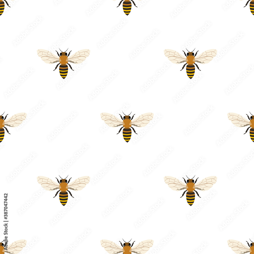 Vector seamless pattern with honey bee. Stock Vector | Adobe Stock