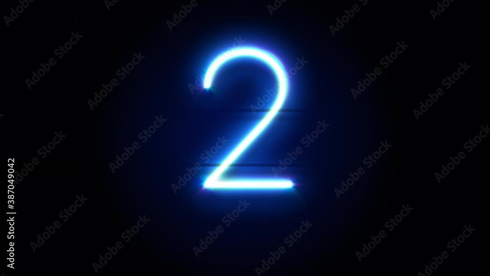 Vídeo do Stock: Neon number 2 appear in center and disappear after some ...