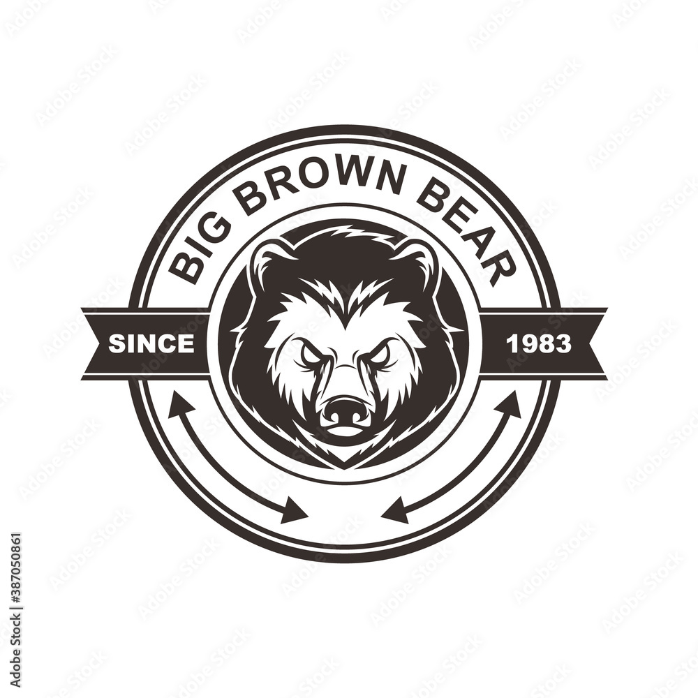 ector logo, badge, symbol, icon template design with Bear Theme Stock ...