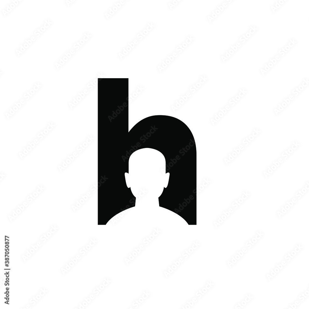initial letter h human head face simple logo icon design vector ...