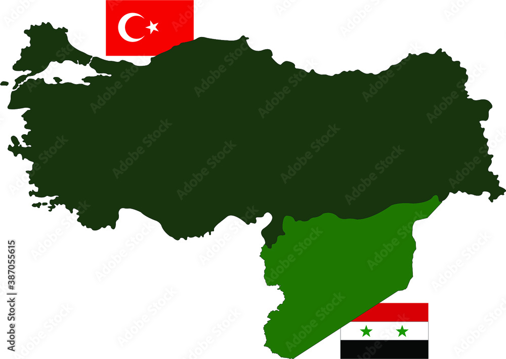 turkey and syria map with flags Stock Vector | Adobe Stock