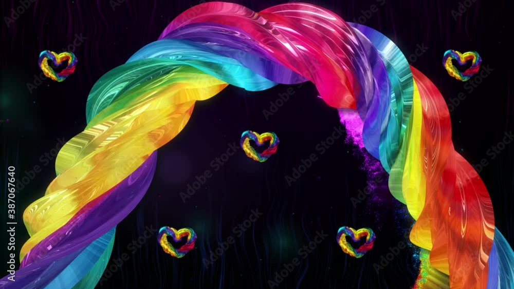 Magic 3d background with bright rainbow and shining particles Stock 비디오 ...