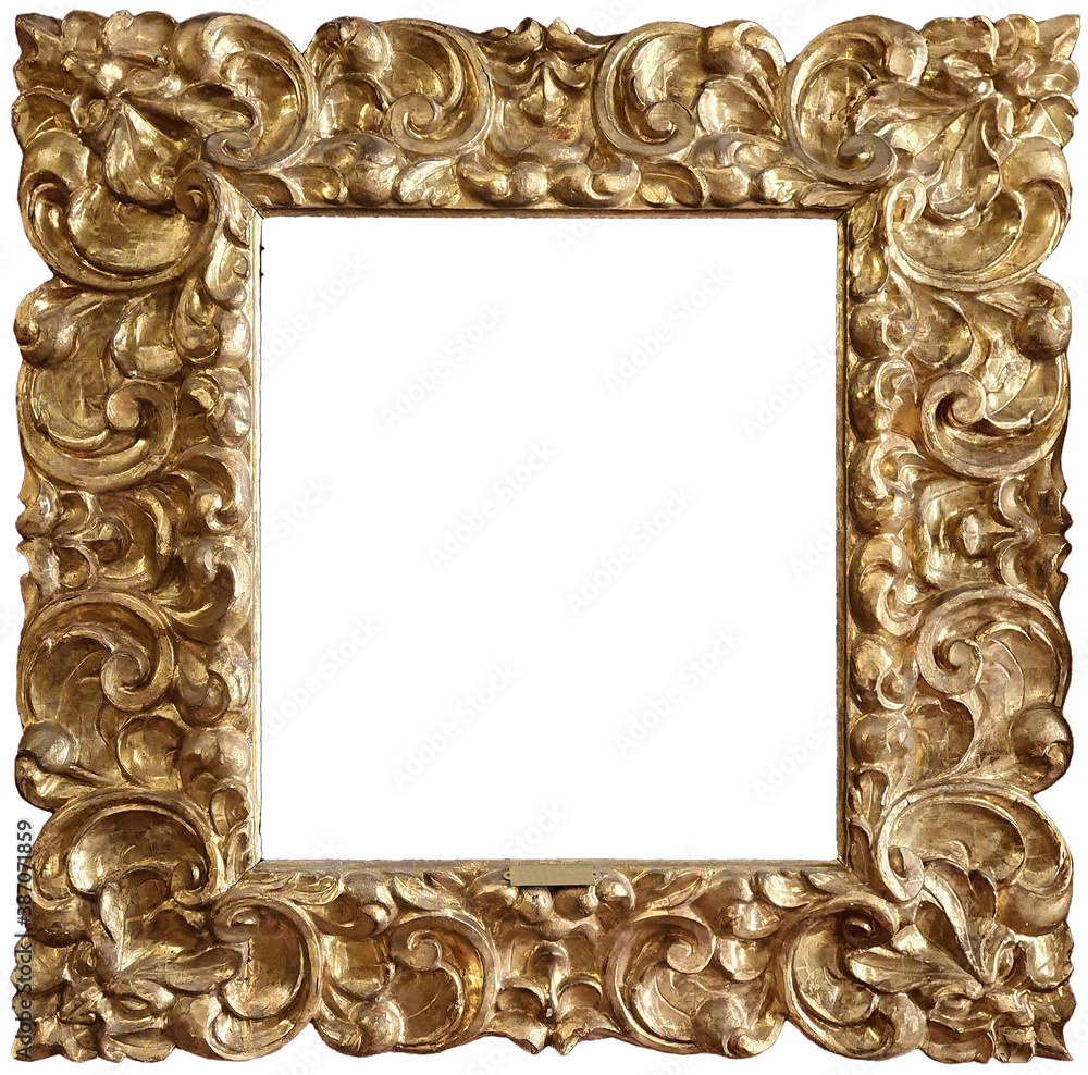 Rococo gold frame isolated on white Stock Photo | Adobe Stock