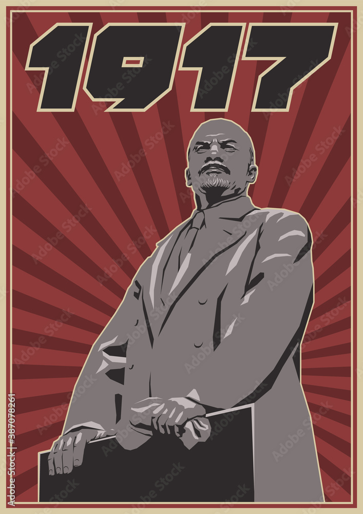 Communist Leader Soviet Propaganda Posters Style Illustration Stock ...