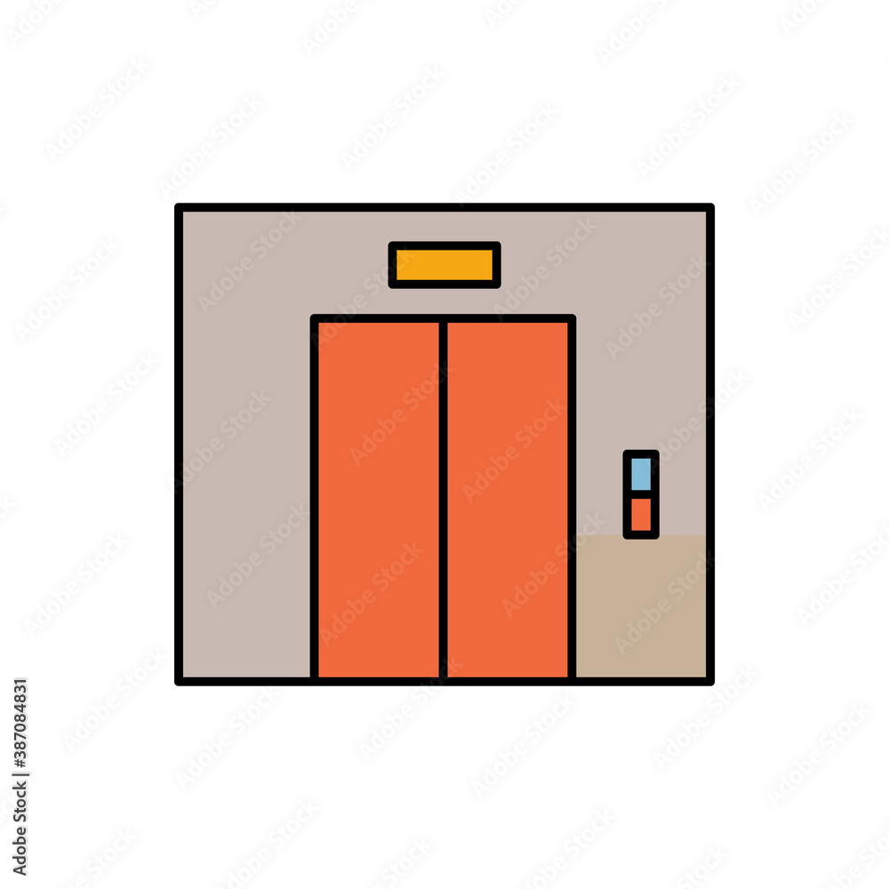 elevator, doors, lift line colored icon. elements of airport, travel ...
